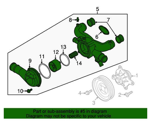 2012-2016 Audi A8 Quattro Thermostat Unit 07P-121-115-E | Audi USA Parts