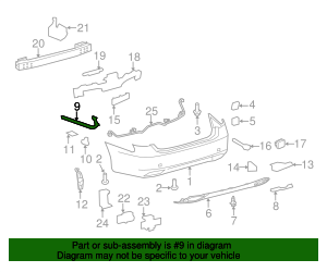 52155-50050 - Bumper Cover Support Rail 2010-2012 Lexus ...