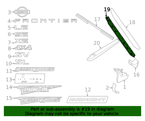 2013-2021 Nissan Frontier Lower Gate Trim 934A8-9BF0A | Nissan OEM ...