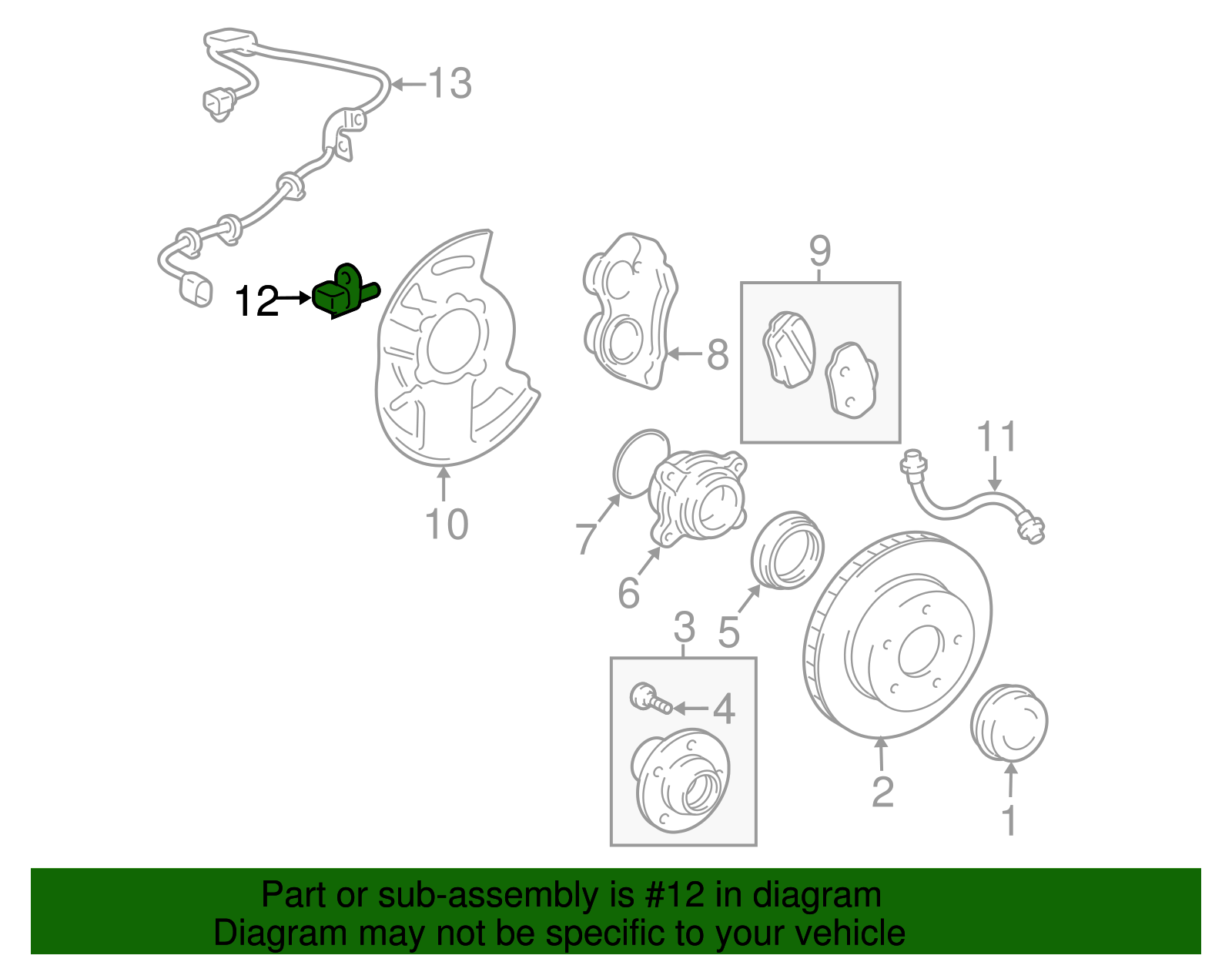 2003-2024 Toyota ABS Wheel Speed Sensor (Right, Front, Rear) 89542 ...