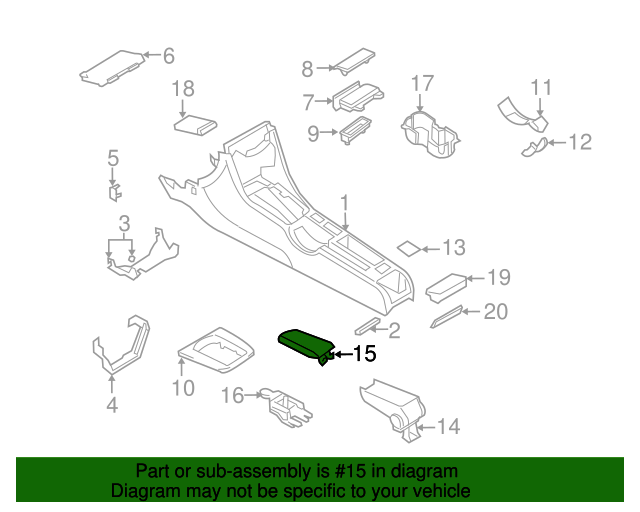 2007-2009 Audi Console Lid 8E0-864-245-M-86R | Audi USA Parts