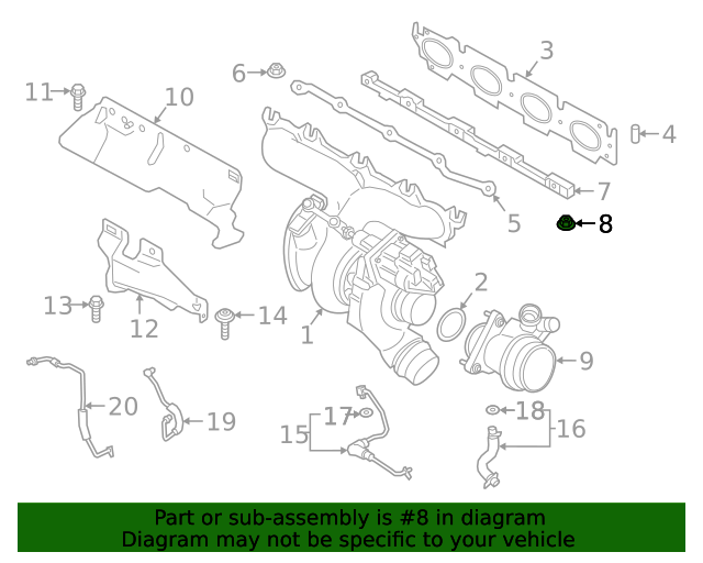 11628597827 - 2014-2020 BMW Exhaust Manifold Nut (11-62-8-597-827 ...