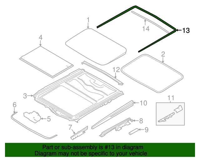 54-10-7-209-215 - Acoustic sealing for tilt sunroof case 2009-2016 BMW ...