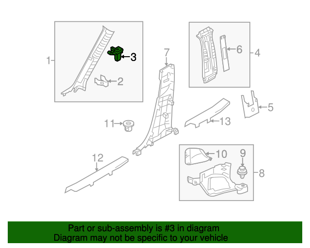 2007-2021 Mazda Windshield Pillar Trim Clip D651-68-162A | Mazda Parts ...