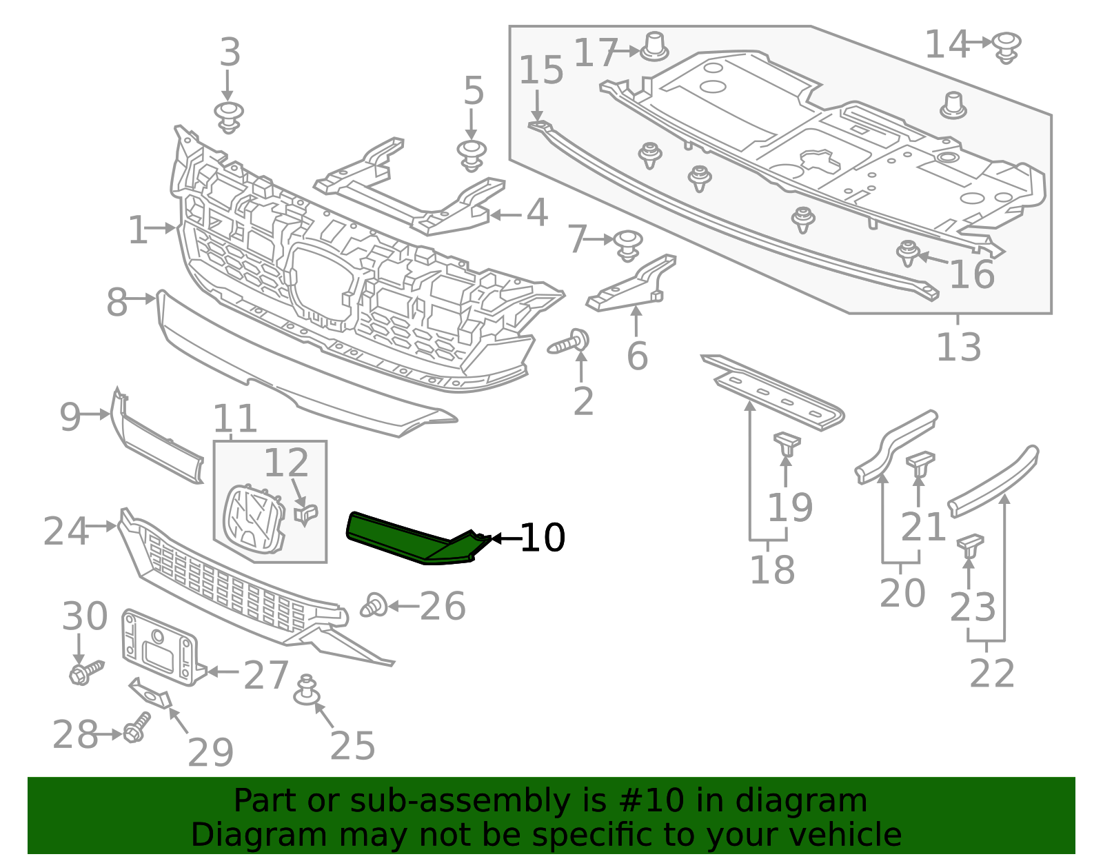 71127-TRW-A11 - Grille Molding 2018-2021 Honda Clarity | AutoNation Parts