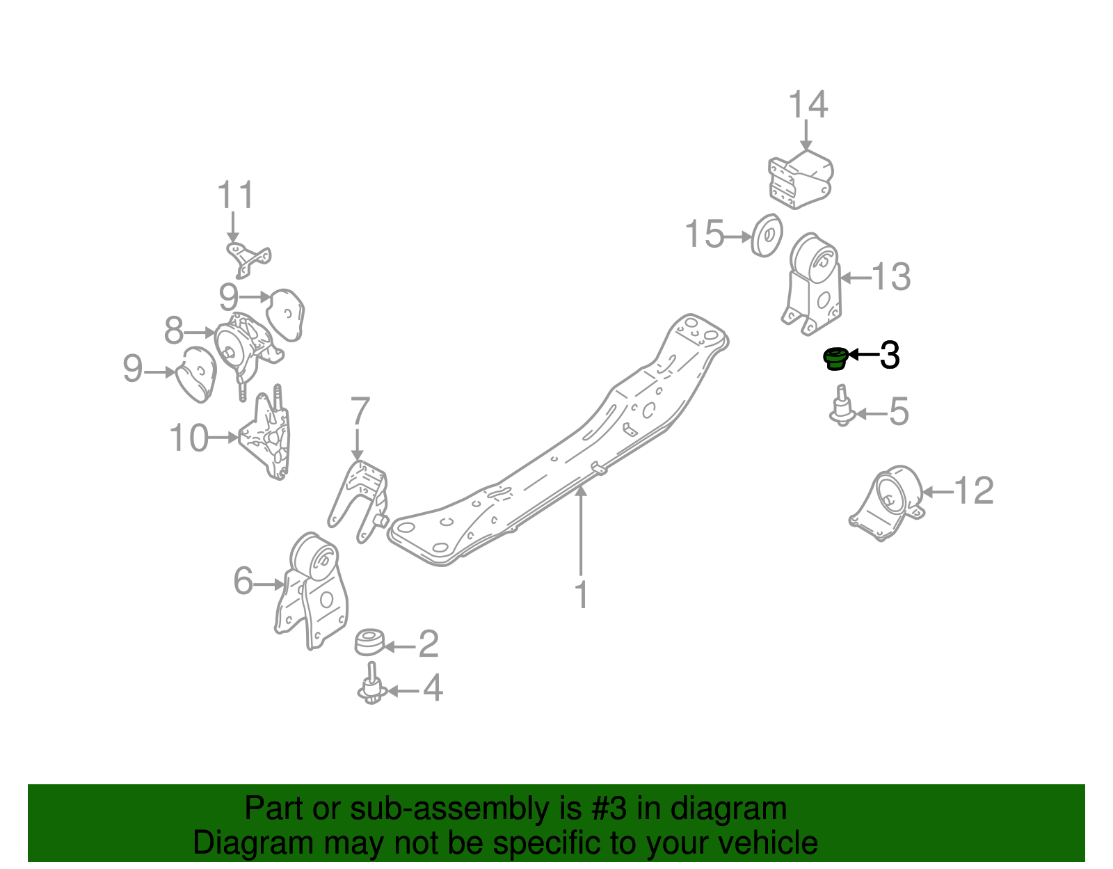 2000-2003 Nissan Maxima Engine Cross-Member Mount Bushing 11248-2Y000 ...