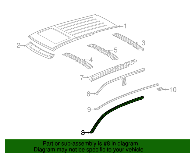 163-690-09-08 - Roof Drip Molding 1998-2005 Mercedes-Benz ...