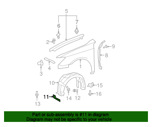 2010-2012 Lexus ES350 Fender Liner Pad 53852-33030 | OEM Parts Online