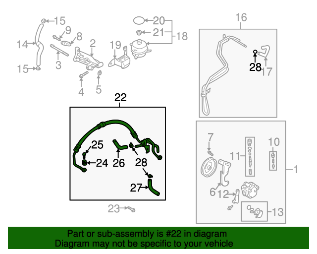 57510-FD500 - Power Steering Pressure Hose 2003-2005 Kia Rio | Kia ...