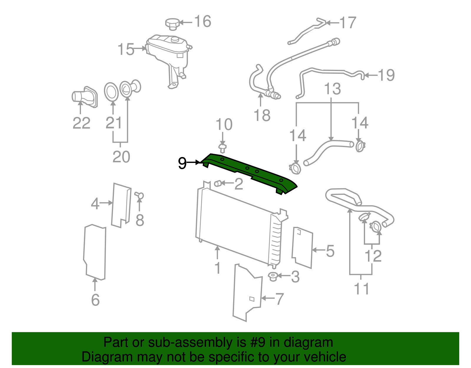 2007-2014 GM Upper Radiator Air Baffle 22737374 GM | GMPartsDirect.com