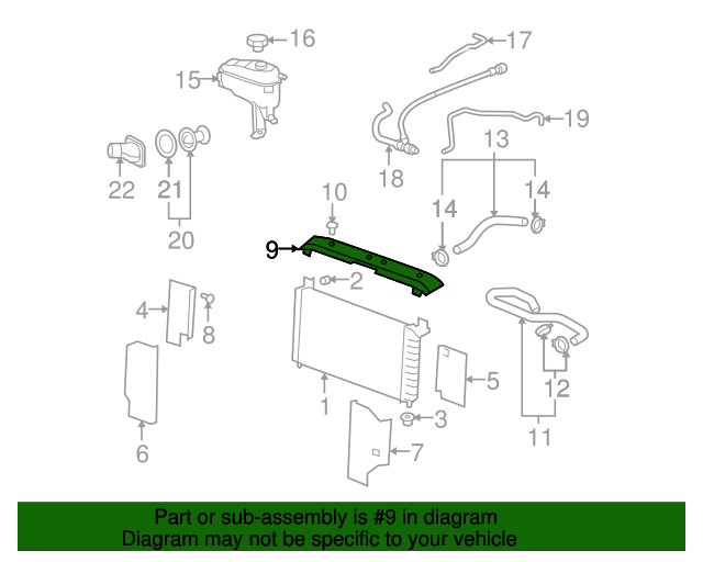 2007-2014 GM Upper Radiator Air Baffle 22737374 GM | GMPartsDirect.com