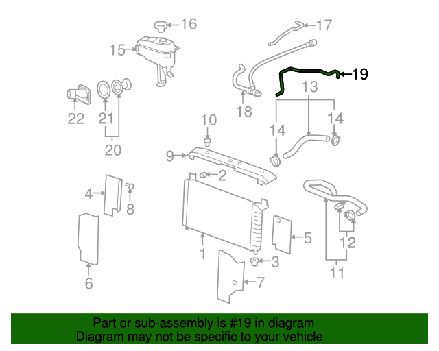 2007-2014 GM Radiator Vent Inlet Hose 22827734 | GMPartsDirect.com