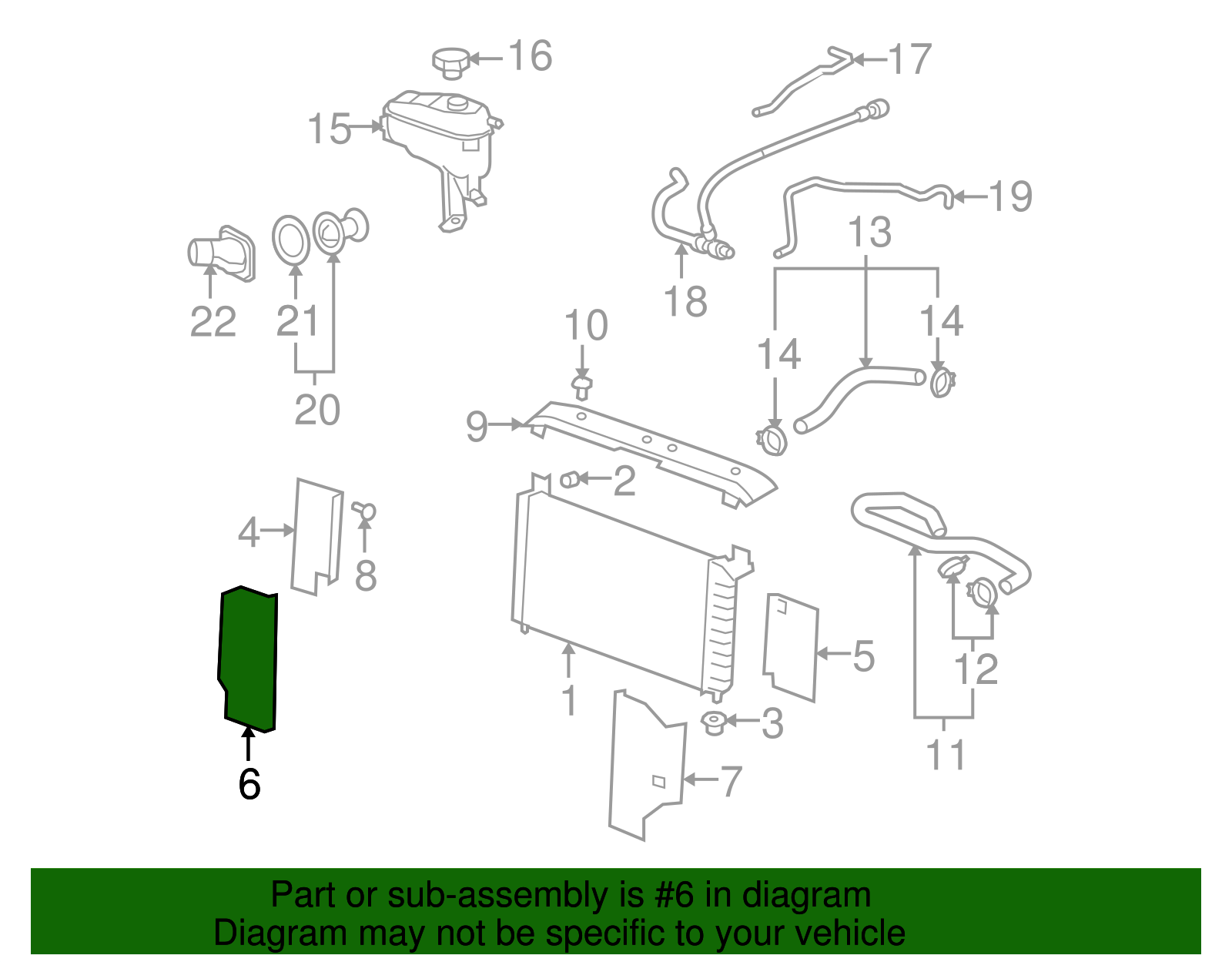 2007-2014 GM Passenger Side Radiator Air Baffle 15208496 GM ...
