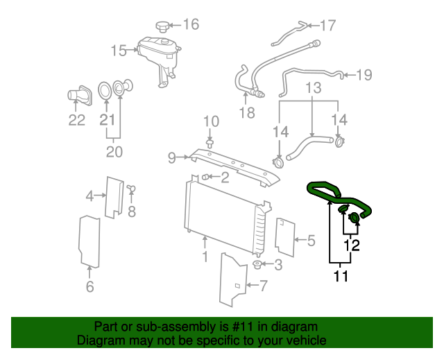 2007-2014 GM Upper Hose 22827731 | TascaParts.com