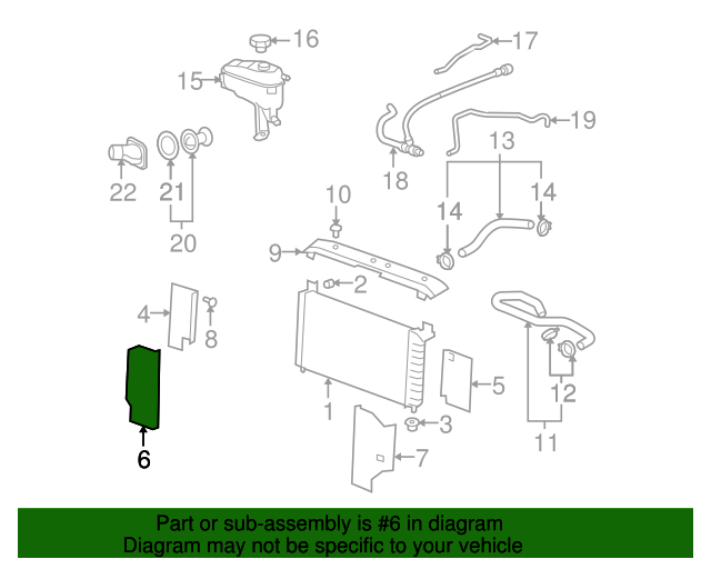 2007-2014 GM Passenger Side Radiator Air Baffle 15208496 GM ...
