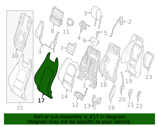 2017-2020 Mercedes-Benz Padding, Drvr Seat Bckrst 238-910-76-01 ...