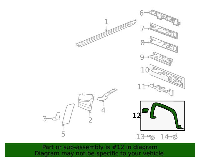 Genuine OEM Front Driver Side Wheel Opening Molding Part# 84859015 Fits 2021-2022 Chevrolet ...