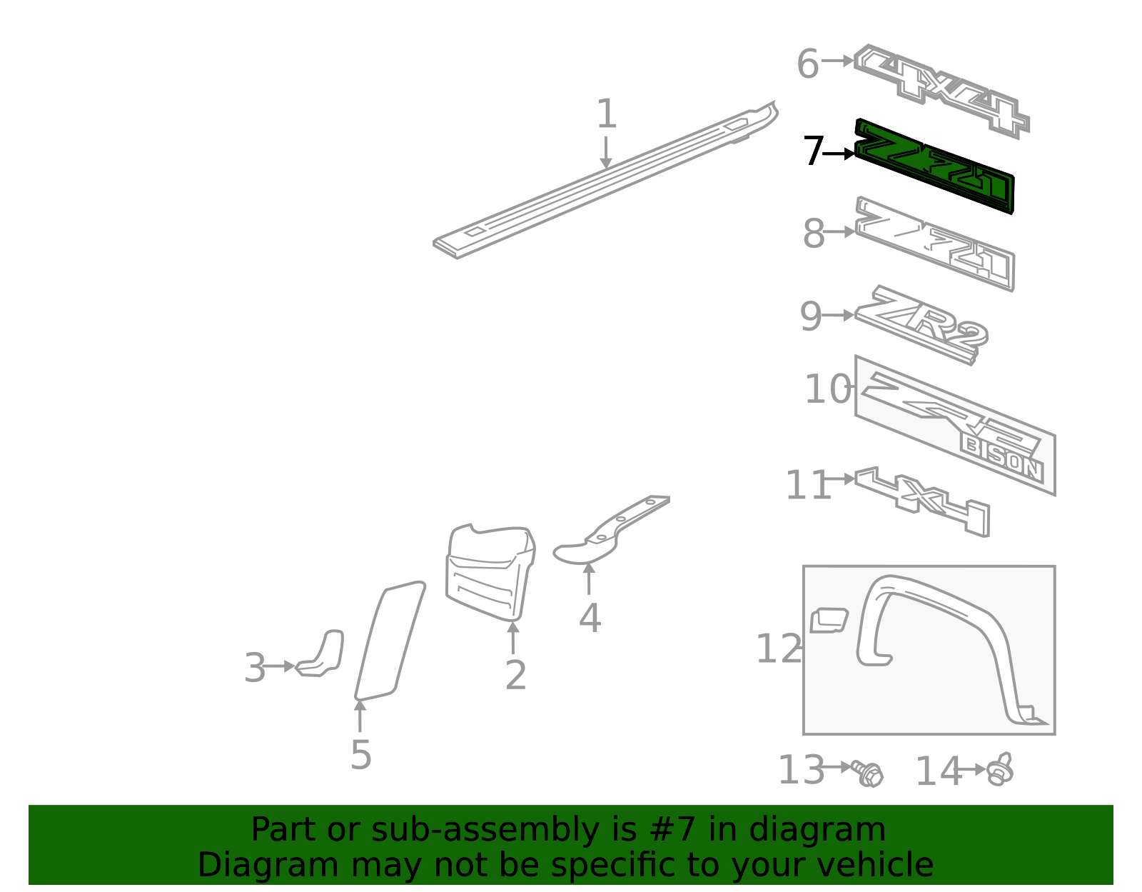 2021-2022 Chevrolet Colorado Pickup Box Side Decal 84467006 | OEM Parts ...