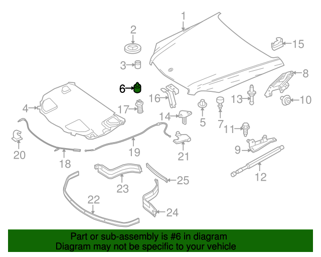 001-998-25-40 - Hood Stop Buffer 2016-2022 Mercedes-Benz | Mercedes ...