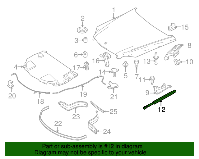 204-980-05-64 - Strut Cylinder 2010-2015 Mercedes-Benz | Mercedes-Benz ...