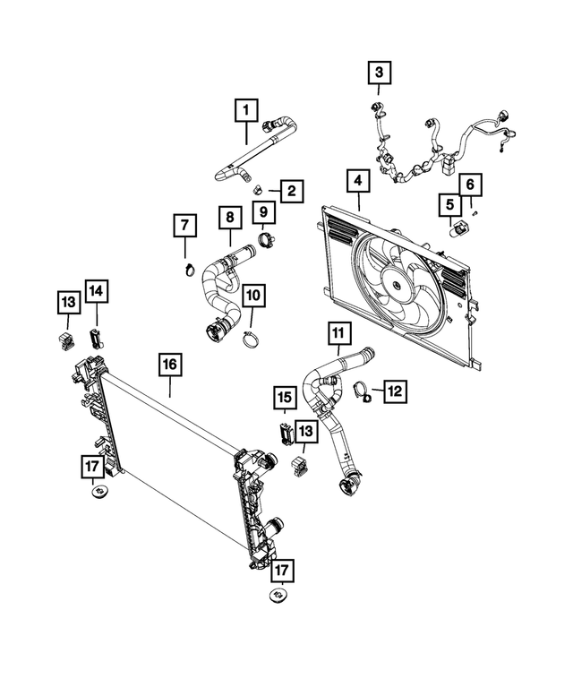 2016-2018 Fiat 500X Radiator Outlet Hose 68285254AA | Mopar eStore