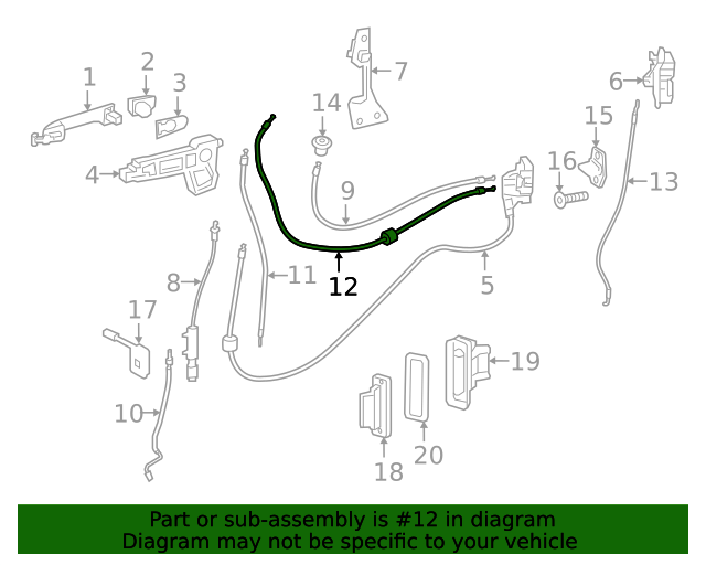 2019-2024 Mercedes-Benz Sliding Door Lock Actuator Cable 9107601200 ...