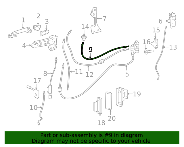 910-760-20-00-9051 - Sliding Door Lock Actuator Cable 2019-2024 ...