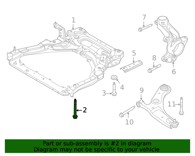 54459-6LB1B - Suspension Cross-Member Front Bolt 2020-2024 Nissan ...