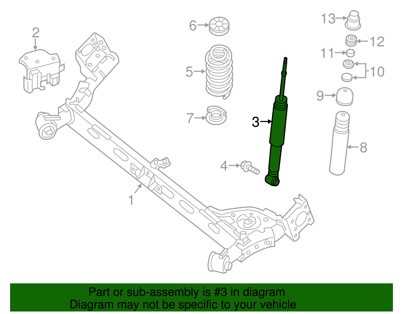 2014-2019 Nissan Sentra Shock Absorber E6210-9AM0A | Bill Kay Nissan Parts