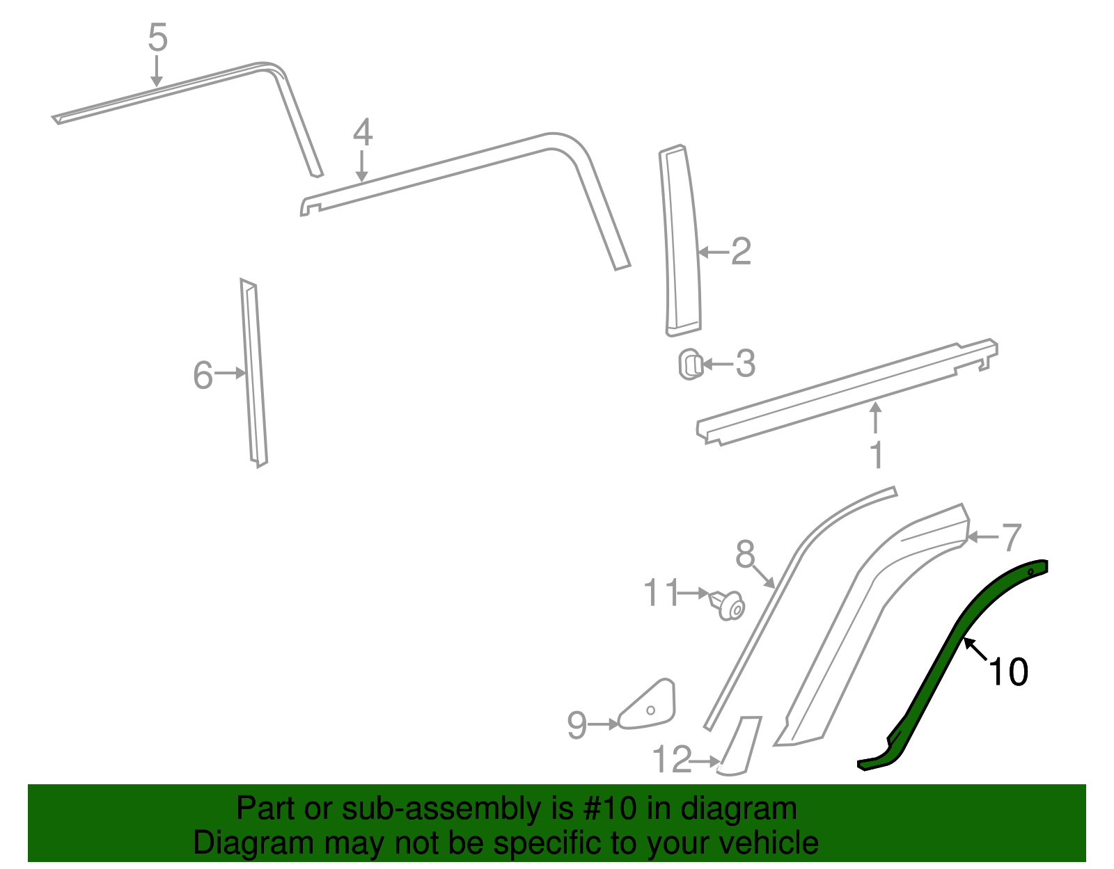 Genuine Toyota Door Molding (Rear) part# 75798-35020 for 2010-2024 ...