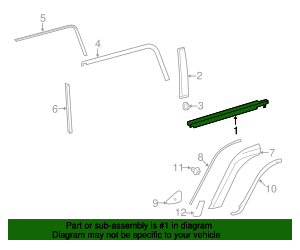 75721-35011 - Door Belt Molding (Right, Rear) - 2010-2023 Toyota ...