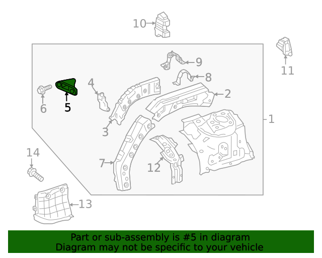 53835-48080 - Fender Rail Reinforcement Bracket - 2021-2023 Toyota ...
