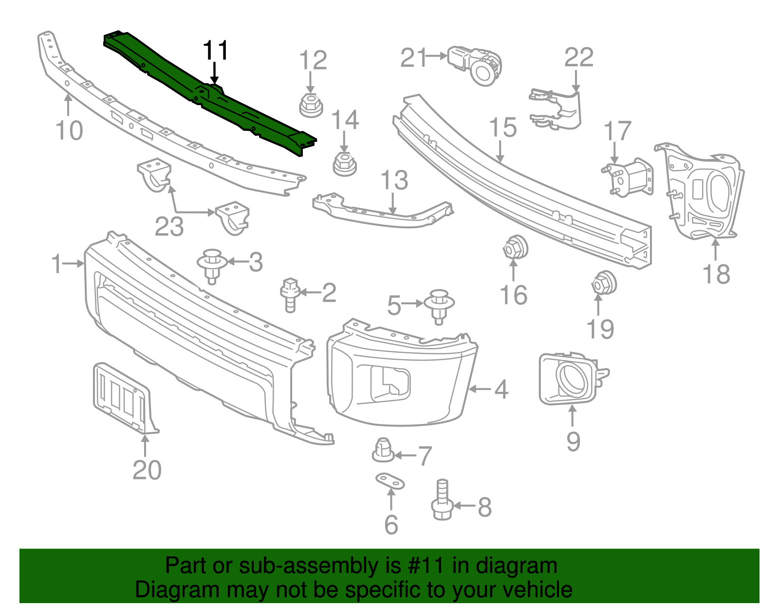 52521-0C070 - Bumper Cover Support Rail 2014-2021 Toyota Tundra ...