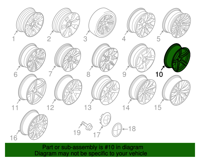 36117844344 - 2011-2013 BMW 3 Series Wheel, Gloss-Turned Light Alloy ...