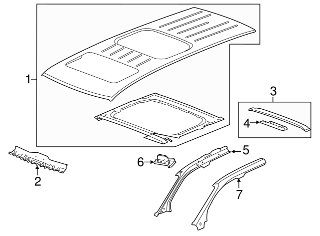 2007-2010 GMC Acadia Roof Panel Assembly with Reinforcement 25984575 ...