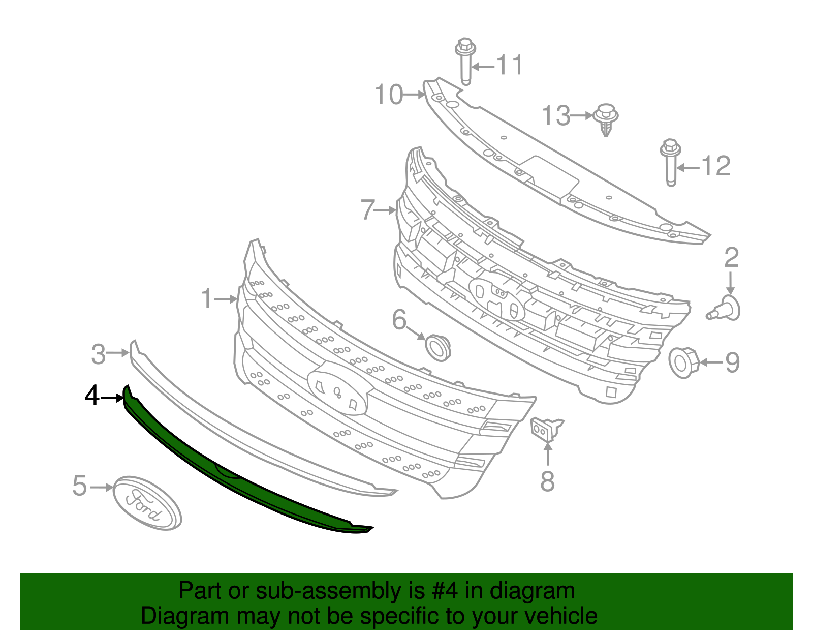 BB5Z-8200-BB - Lower Molding - 2013-2015 Ford | Lasco Auto Parts