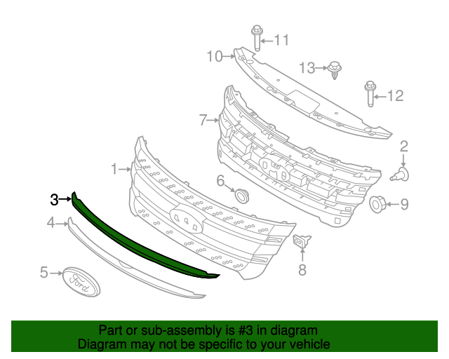 2011-2015 Ford Explorer 2011-2014 Ford Explorer XLT Limited Upper Front ...