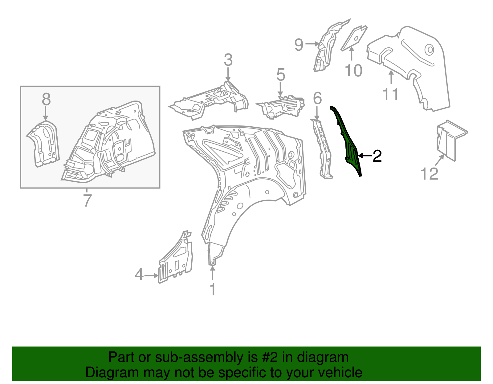 22912874 - Driver Side Quarter Outer Panel Baffle 2014-2020 Chevrolet ...