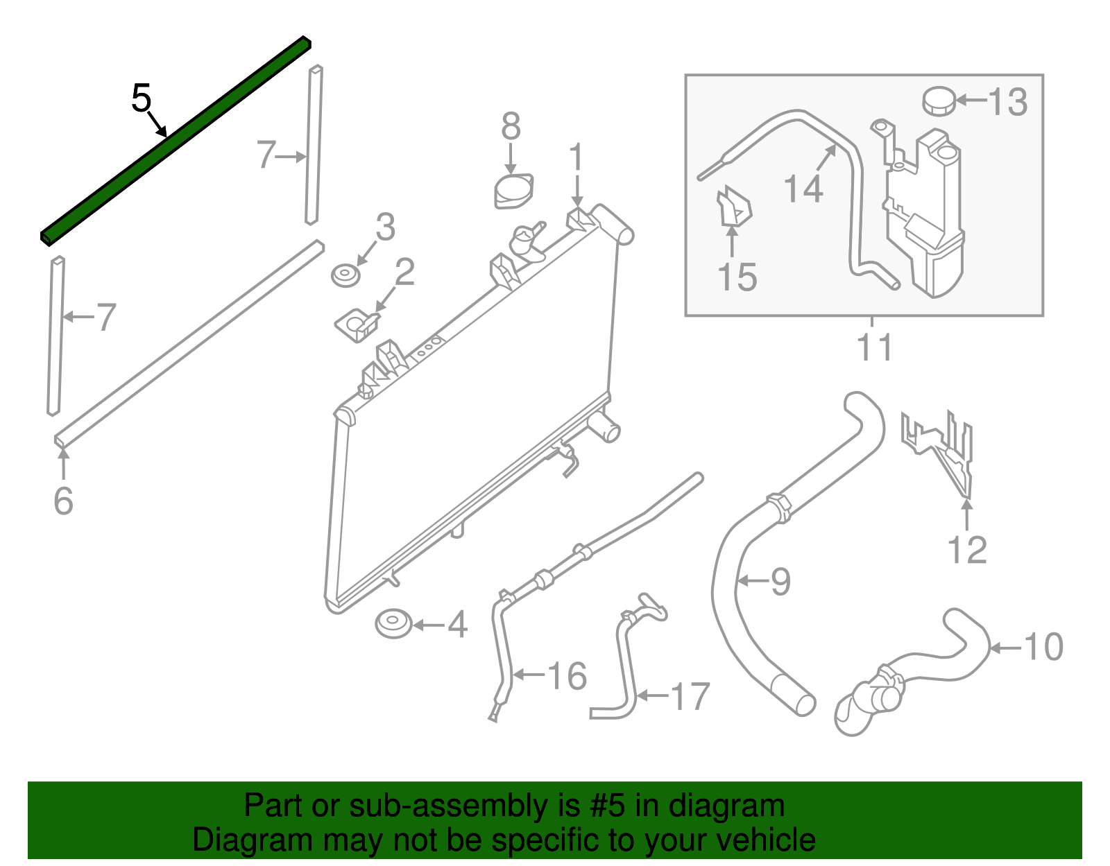 2015-2024 Nissan Murano Radiator Assembly Upper Seal 21496-5AA0A ...