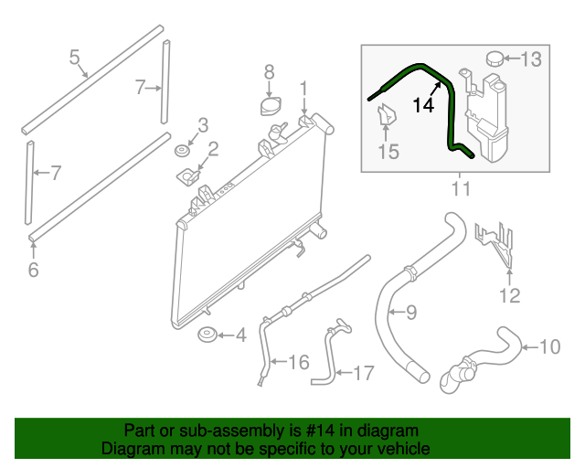 2015-2024 Nissan Murano Overflow Hose 21741-5BC0A | My Nissan Part