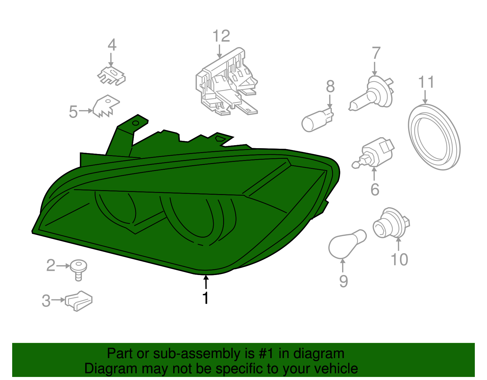 63117346538 - 2016-2022 BMW X1 Composite Headlamp (63-11-7-346-538 ...