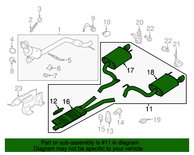 Muffler Assembly Center And Rear NR3Z-5230-C | QuirkParts