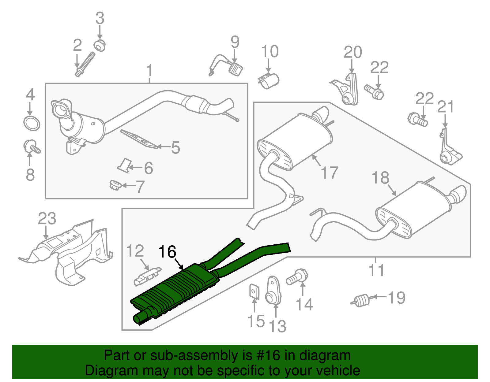 FR3Z-5A289-G - Front Muffler 2015-2023 Ford Mustang | Big 3 Auto Parts