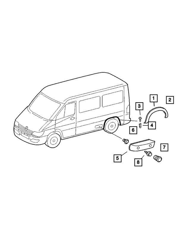 2003-2006 Dodge Sprinter 2500 Wheel Opening Flare Molding 5132499aa ...