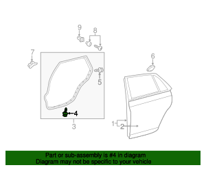 1993-2012 Toyota Door Weather-Strip Retainer 67868-12050 | Toyota Parts ...