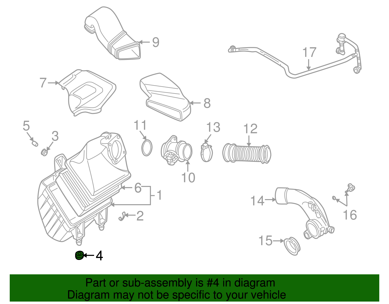 1998-2005 Volkswagen Passat Air Cleaner Assembly Grommet 8K0-129-669 ...