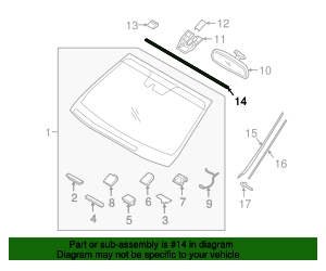 2013-2019 Hyundai Upper Molding 86130-2W000 | OEM Parts Online