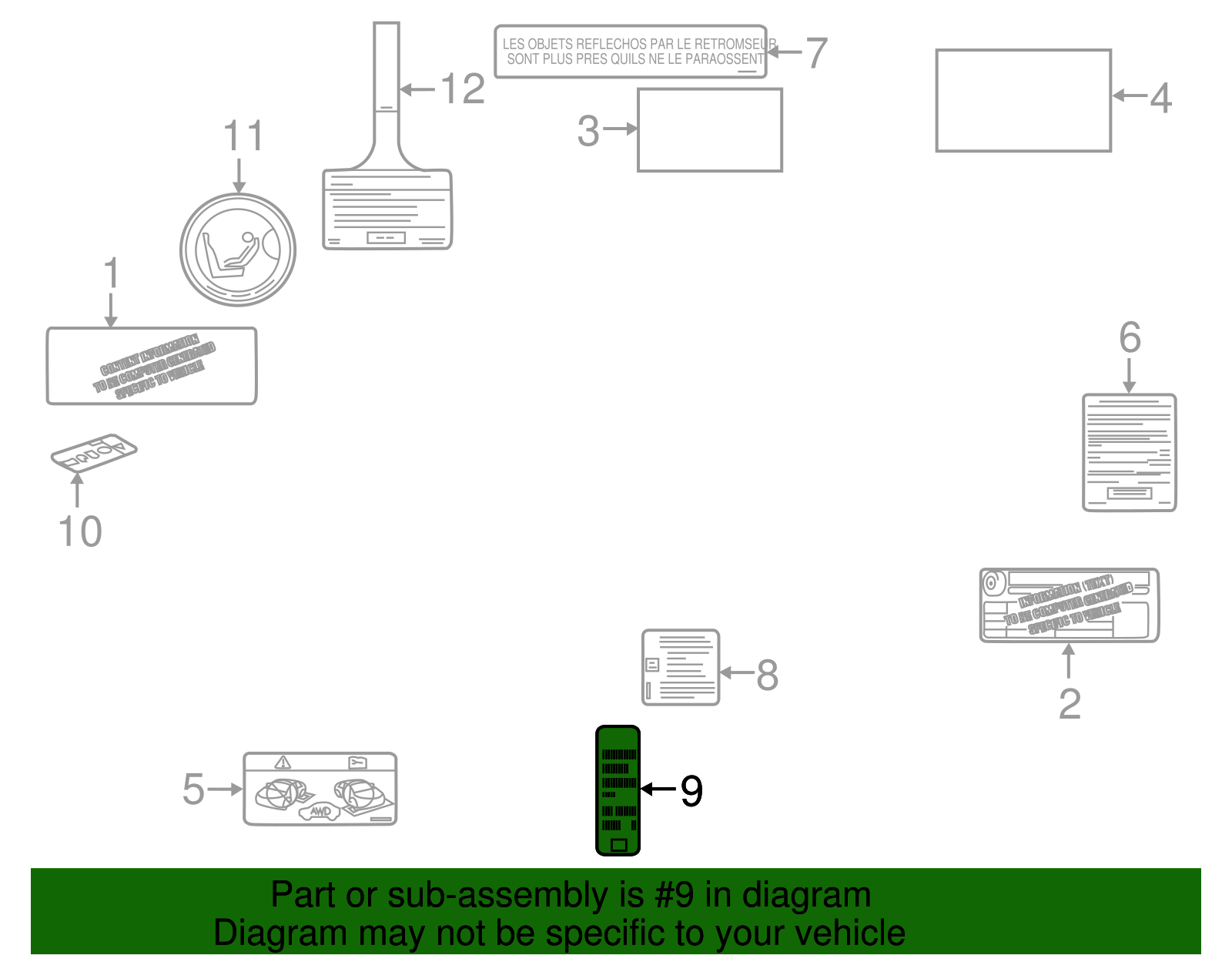 84007746 - Hood Latch Release Lever Locator Label 2016-2020 Cadillac ...