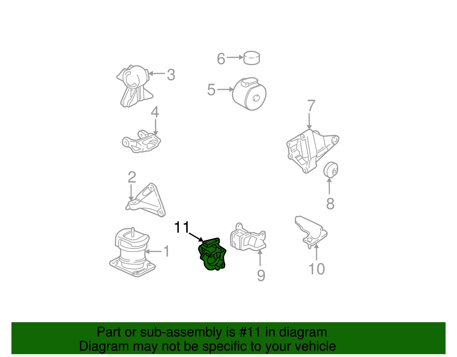 11910-RCA-A00 - 2005 Honda Pilot - Bracket Engine Side Mounting | Honda ...