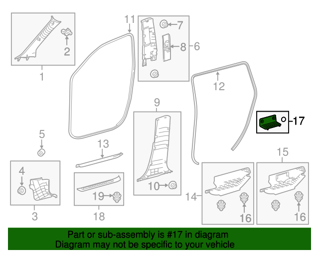 67925-0E020-C0 - Door Trim Sill Plate Insert - 2014-2019 Toyota ...